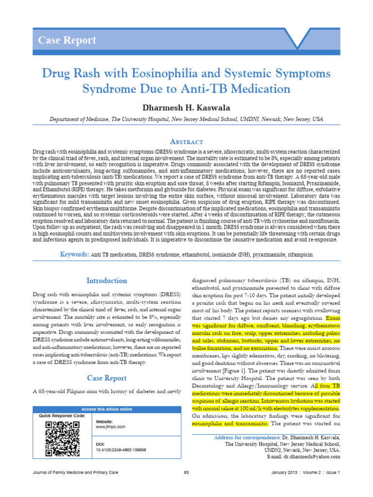 Drug Rash With Eosinophilia and Systemic Symptoms Syndrome Due To Anti ...