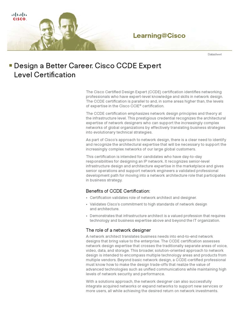 CCDE LevelCertdatasheet | PDF | Professional Certification | Expert