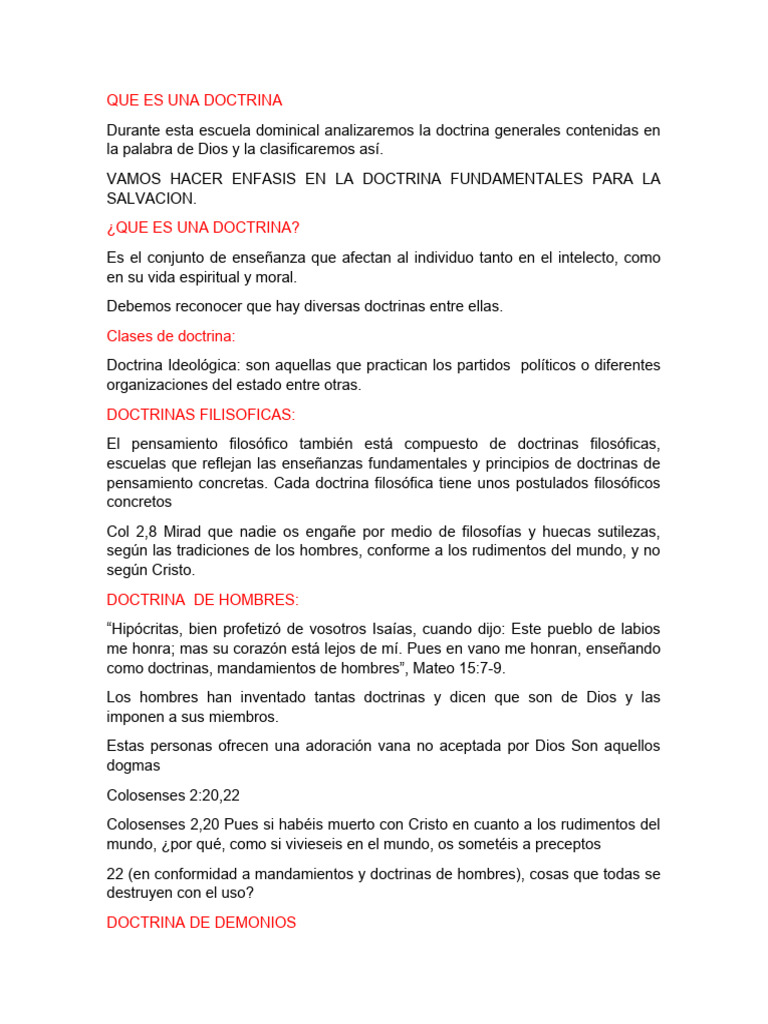 QUE ES UNA DOCTRINA (Junio) | PDF | Salvación | Jesús