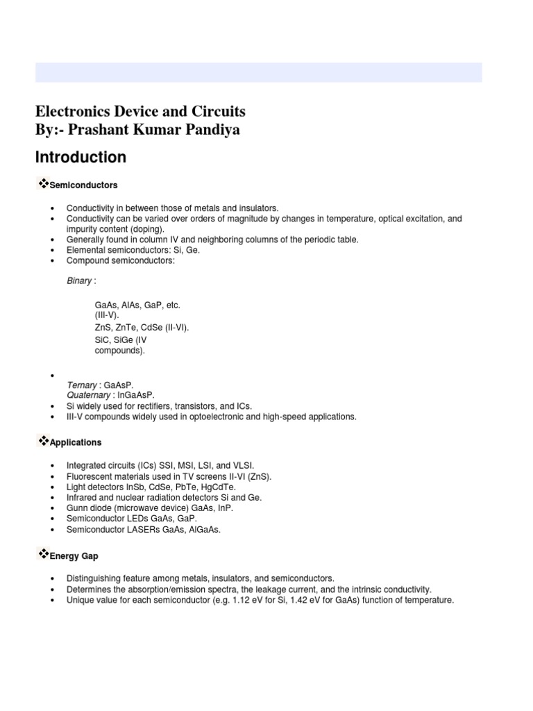 Prashant Edc Notes | PDF | Bipolar Junction Transistor | Diode