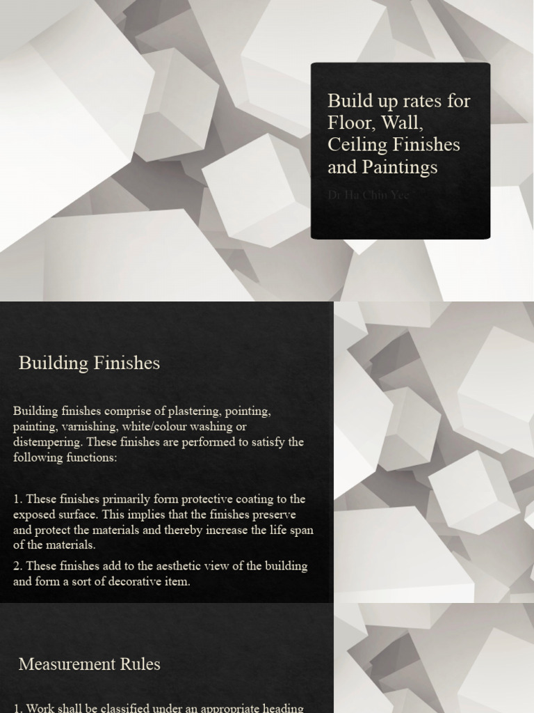 Build Up Rates For Floor Wall Ceiling Finishes and Paintings | PDF