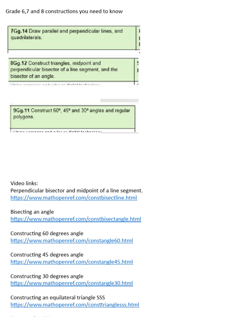 Geometry Constructions for Grades 6-8 | PDF