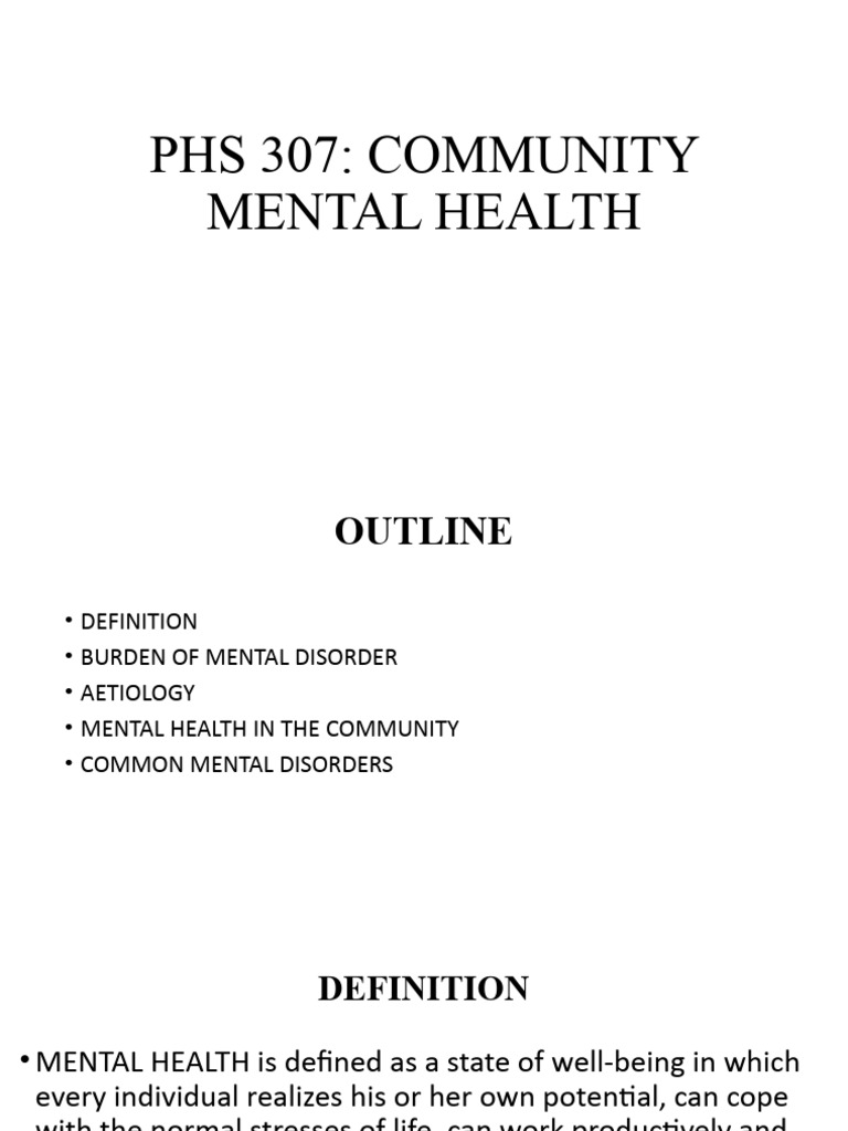 PHS 307 - Community Mental Health | PDF | Self-Improvement