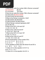 Roman Numerals MCQ Worksheet | PDF