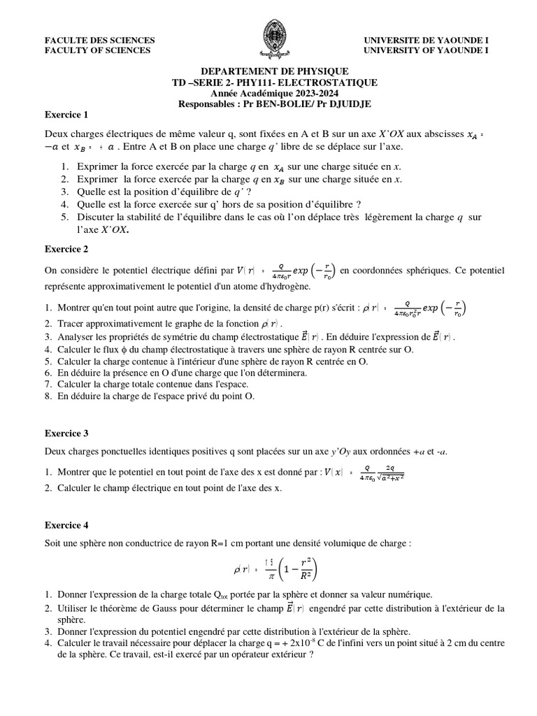 PHY111 Serie2 2024 | PDF