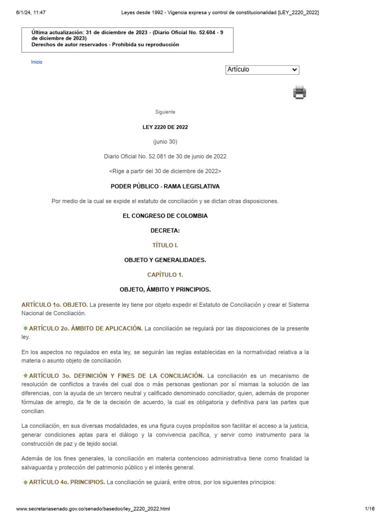 Ley 2220 Del 2022 | PDF