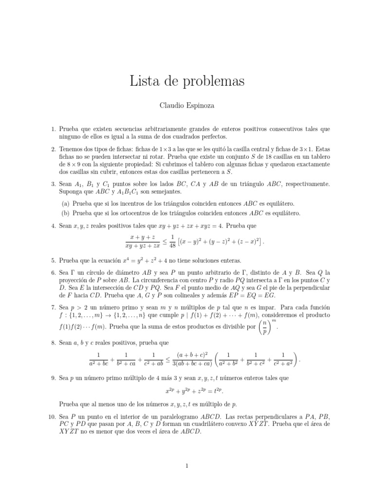 05 Lista Problemas | PDF