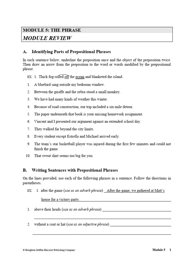 Prepositional Phrases Worksheet | PDF | Adverb | Preposition And ...