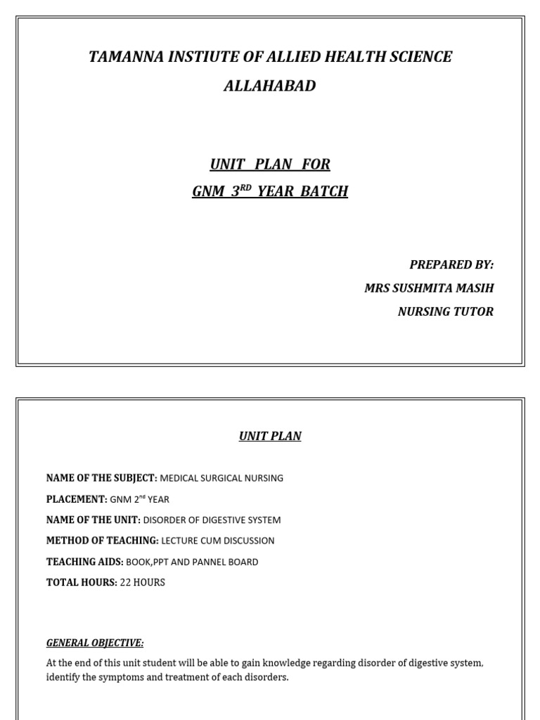 ANM 1st Year Unit Plan: Health Promotion | PDF | Science & Mathematics