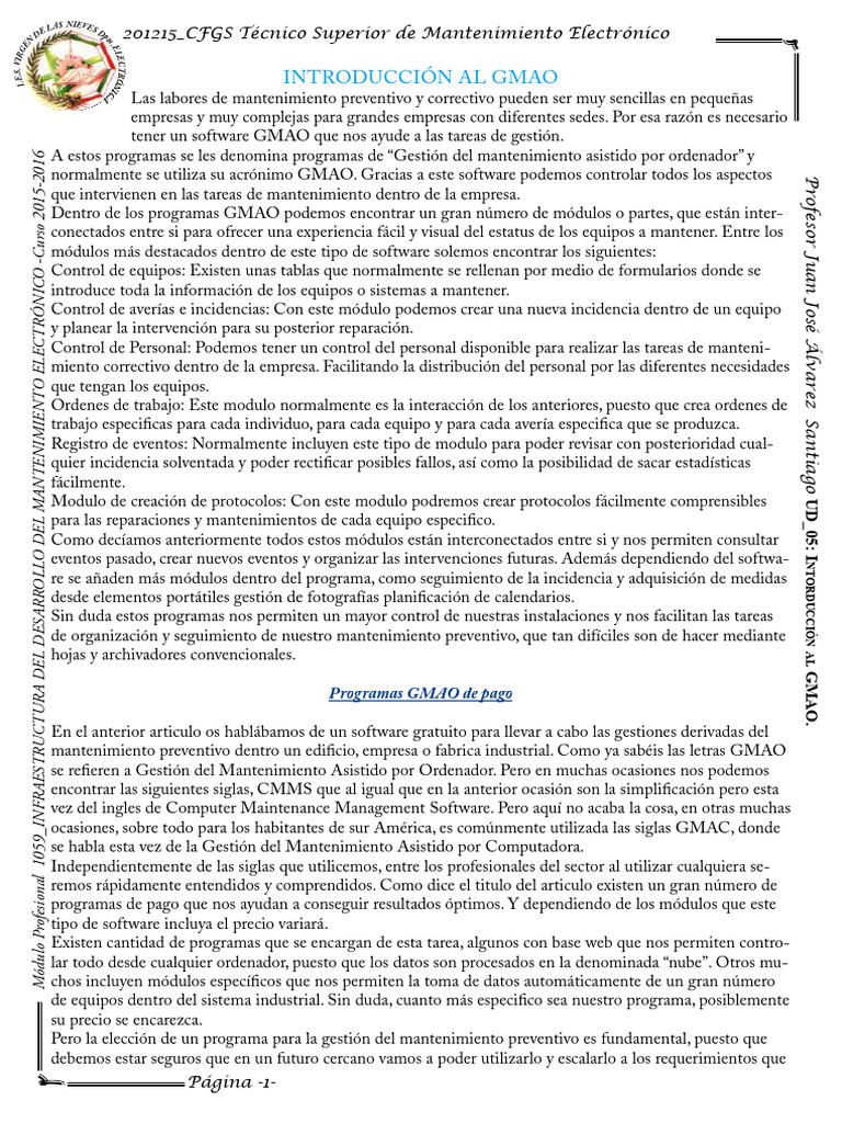 UD5 - Introducción Al GMAO | PDF | Software | Business