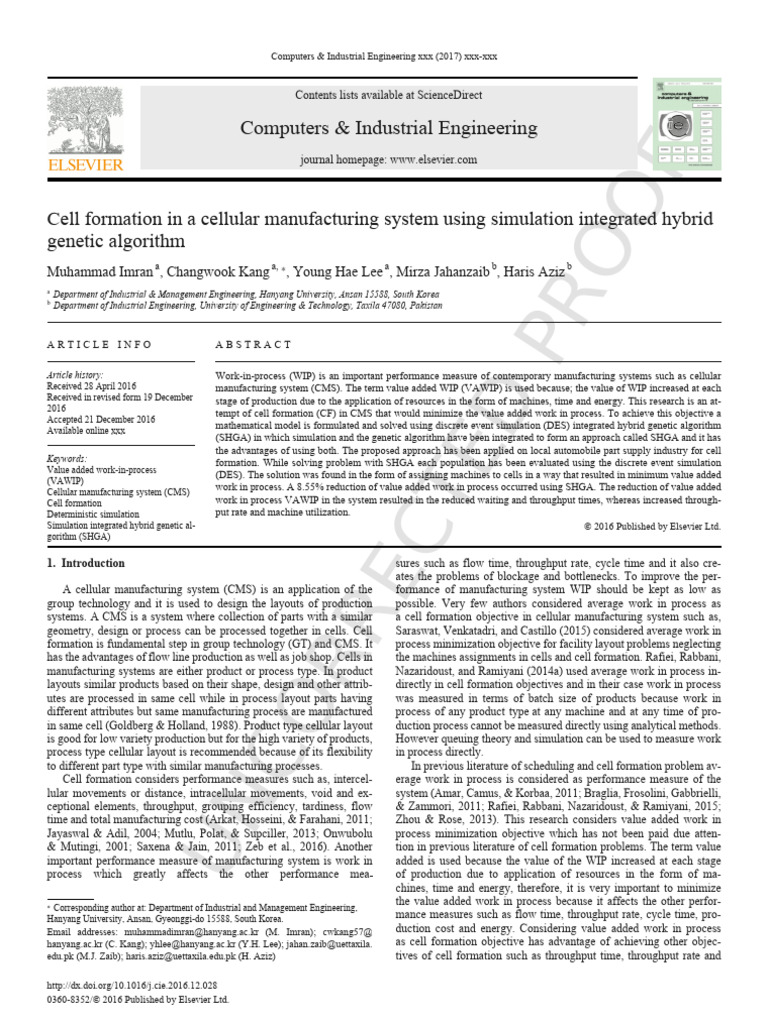 61 Computer Indus Engg Cell Formation | PDF | Mathematical Optimization | Genetic Algorithm