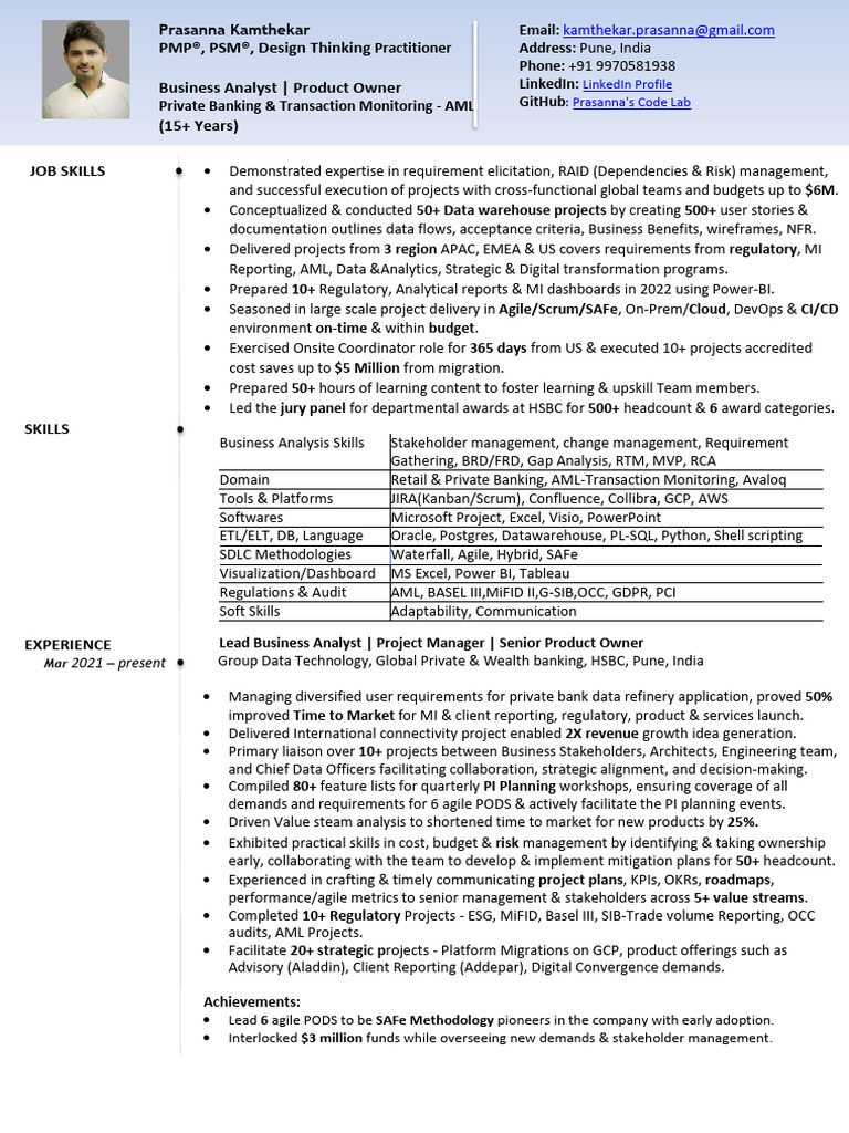 Prasanna Kamthekar Resume | PDF