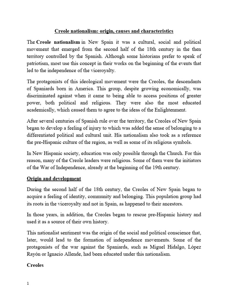 Creole Nationalism in New Spain | PDF