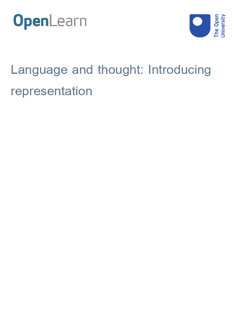 Language and Thought Introducing Representation Printable | PDF