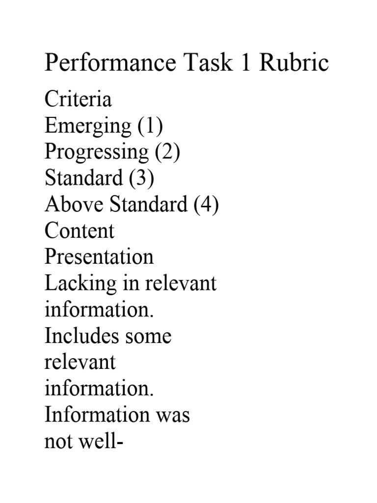 Performance Task Mechanics and Criteria | PDF