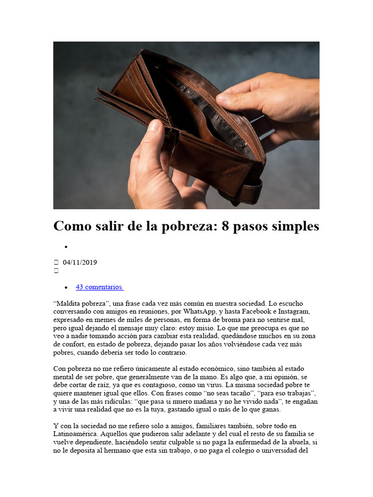 Como Salir de La Pobreza | PDF | Pobreza | Pobreza e indigencia