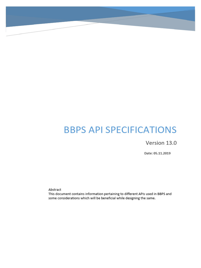 BBPS API Specifications v13.0 - 05112019 - 0 | PDF