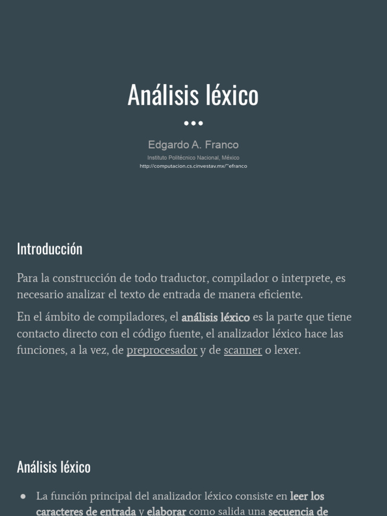 Análisis Léxico | PDF | Compilador | Lenguaje de programación