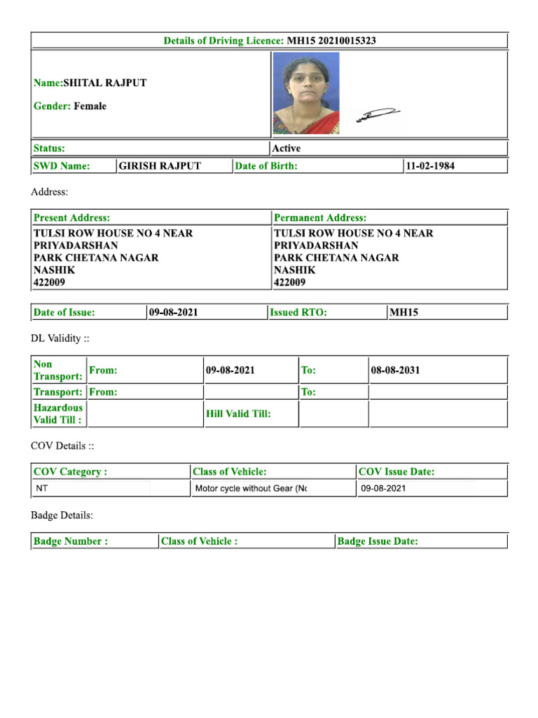 Driving Licence | PDF