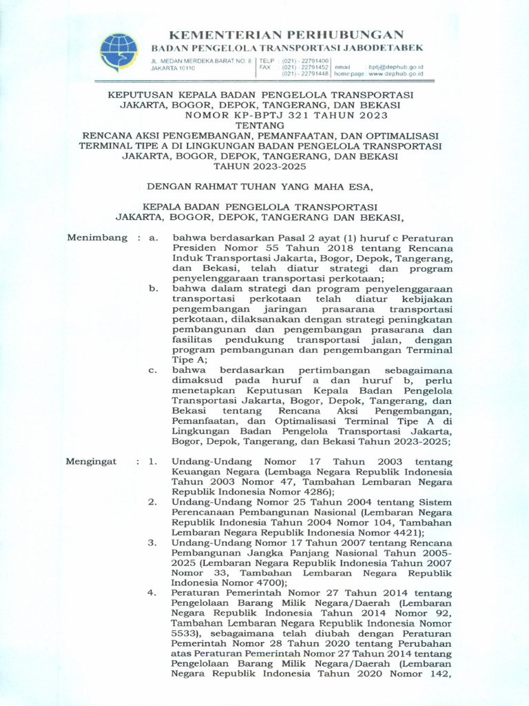 KP-BPTJ 321 Tahun 2023 | PDF