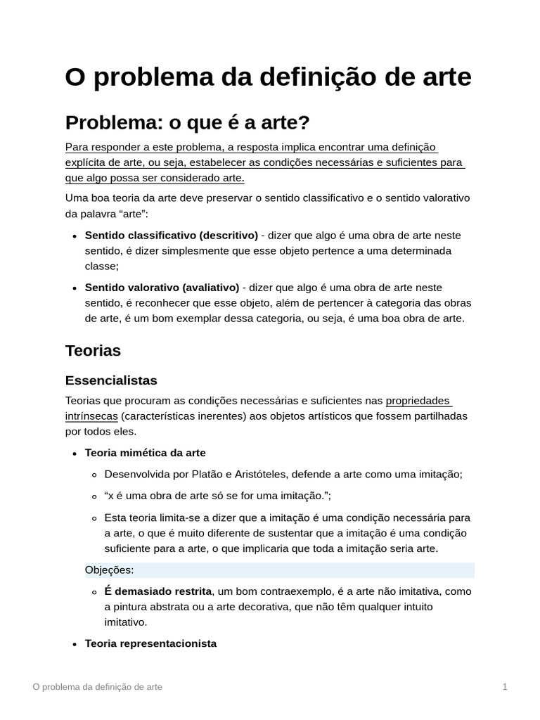 O problema da definição de arte | PDF O problema da definição de arte | PDF