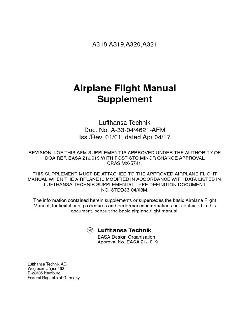 Airplane Flight Manual (AFM) Supplement | PDF