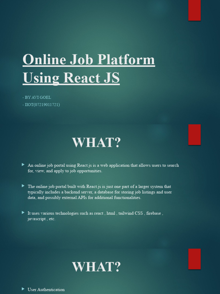 Online Job Platform Using React JS | PDF