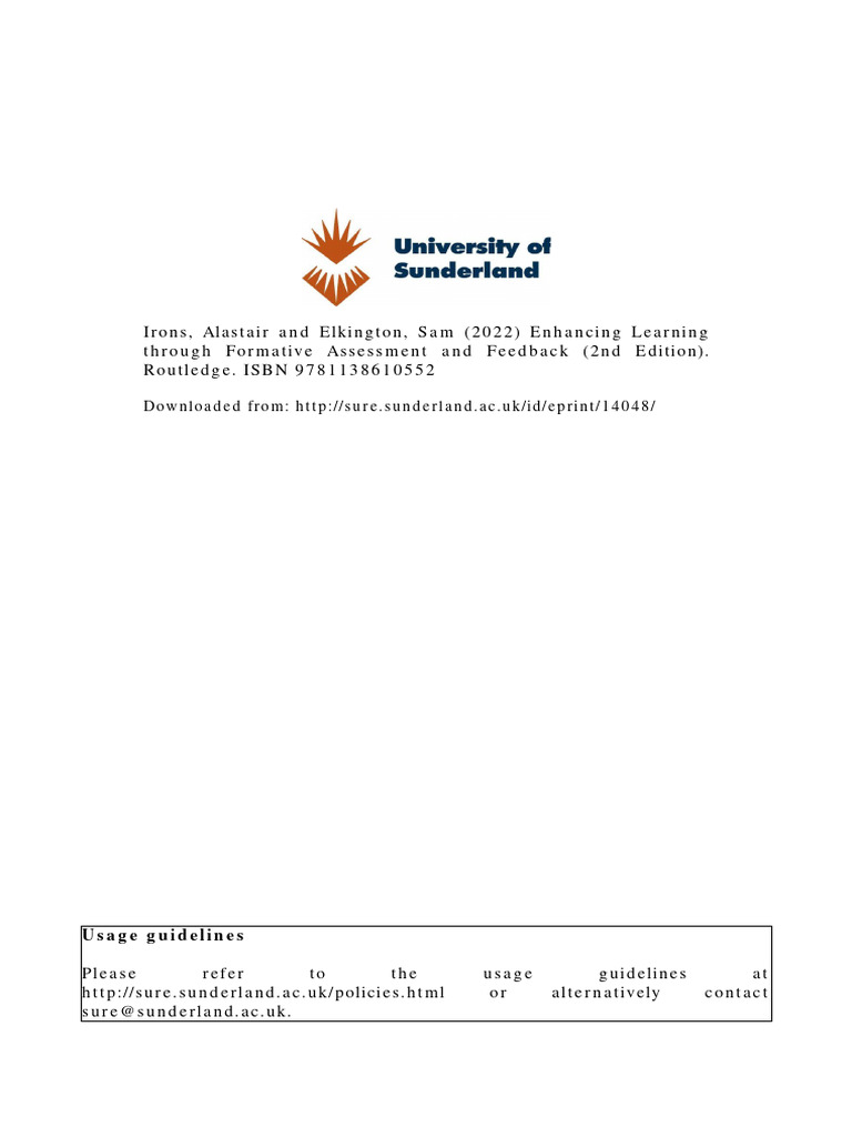 Enhancing Learning Through Formative Assessment And Feedback Pdf