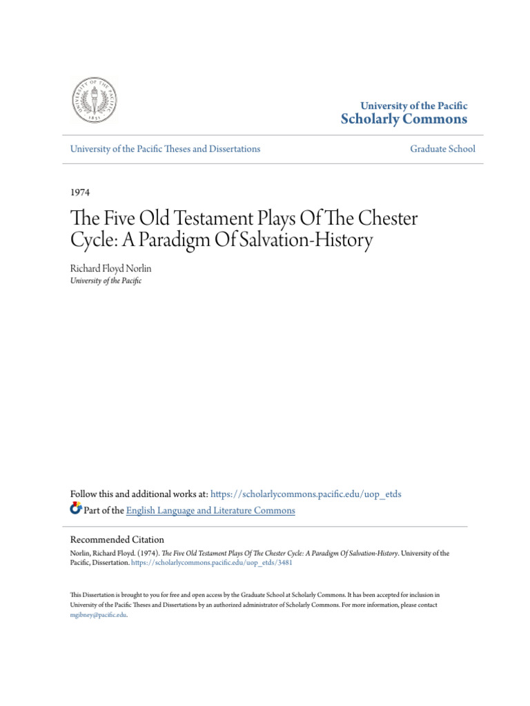 The Five Old Testament Plays of The Chester Cycle: A Paradigm of ...