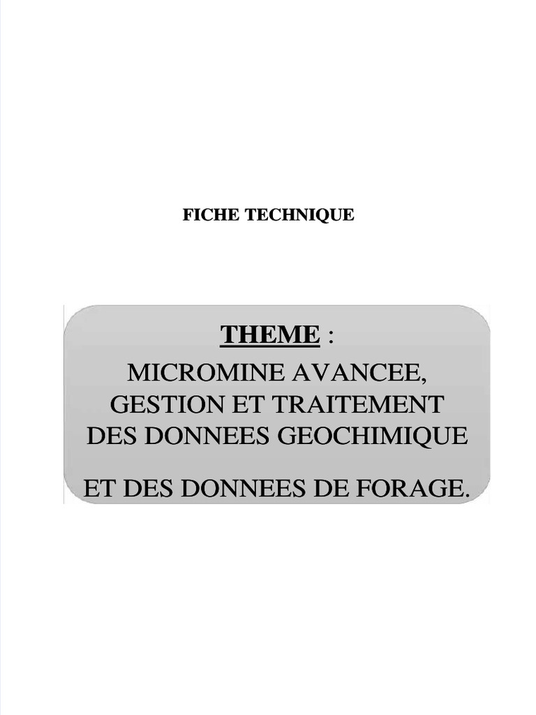 PDF Fiche Technique Micromine - Compress | PDF