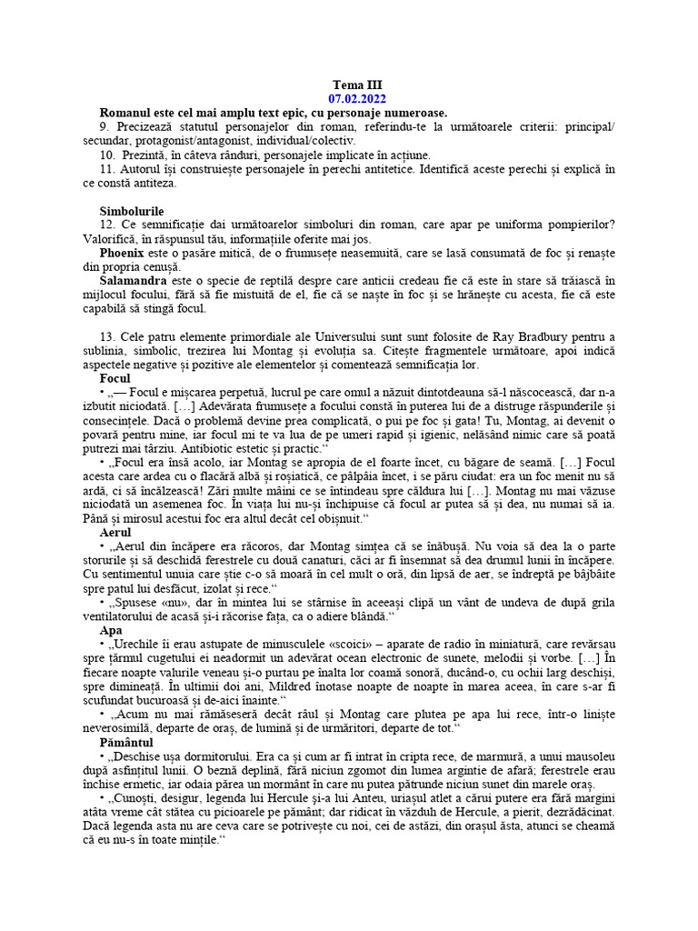 Sarcini de lucru. Tema 3 | PDF