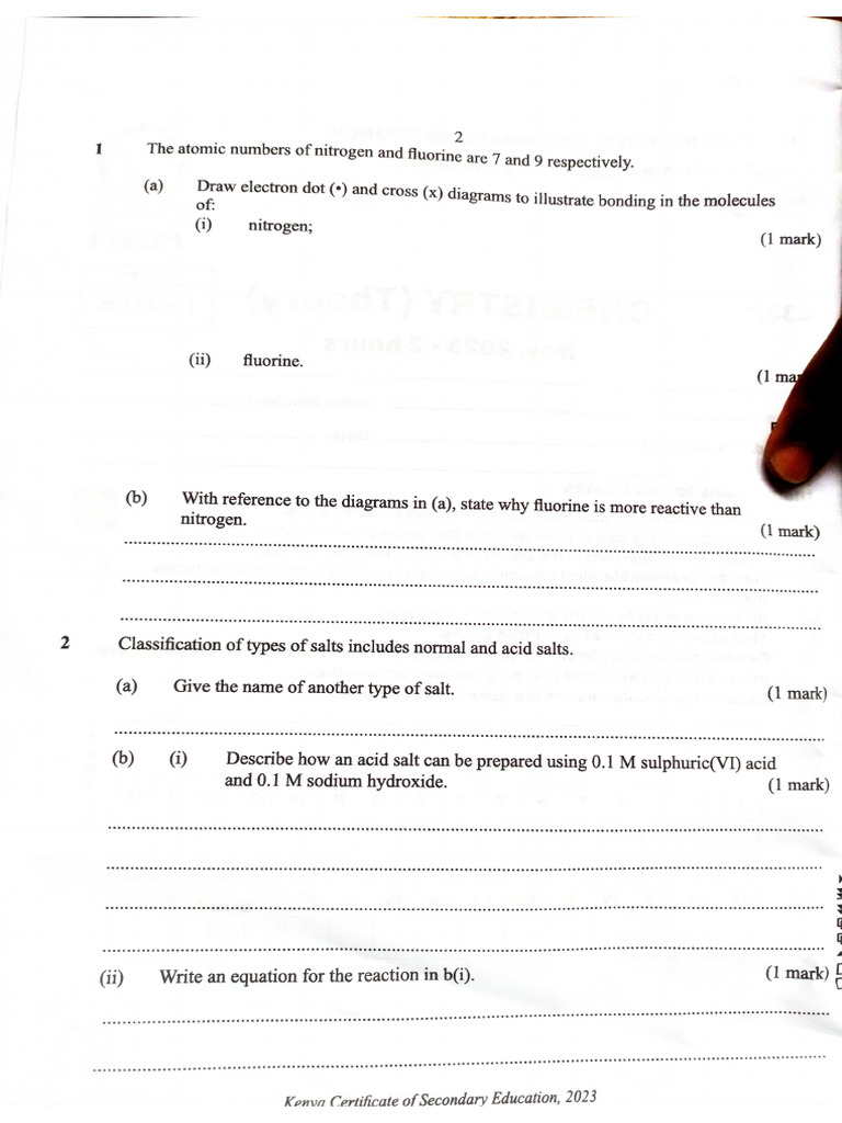 Chemistry Paper One | PDF