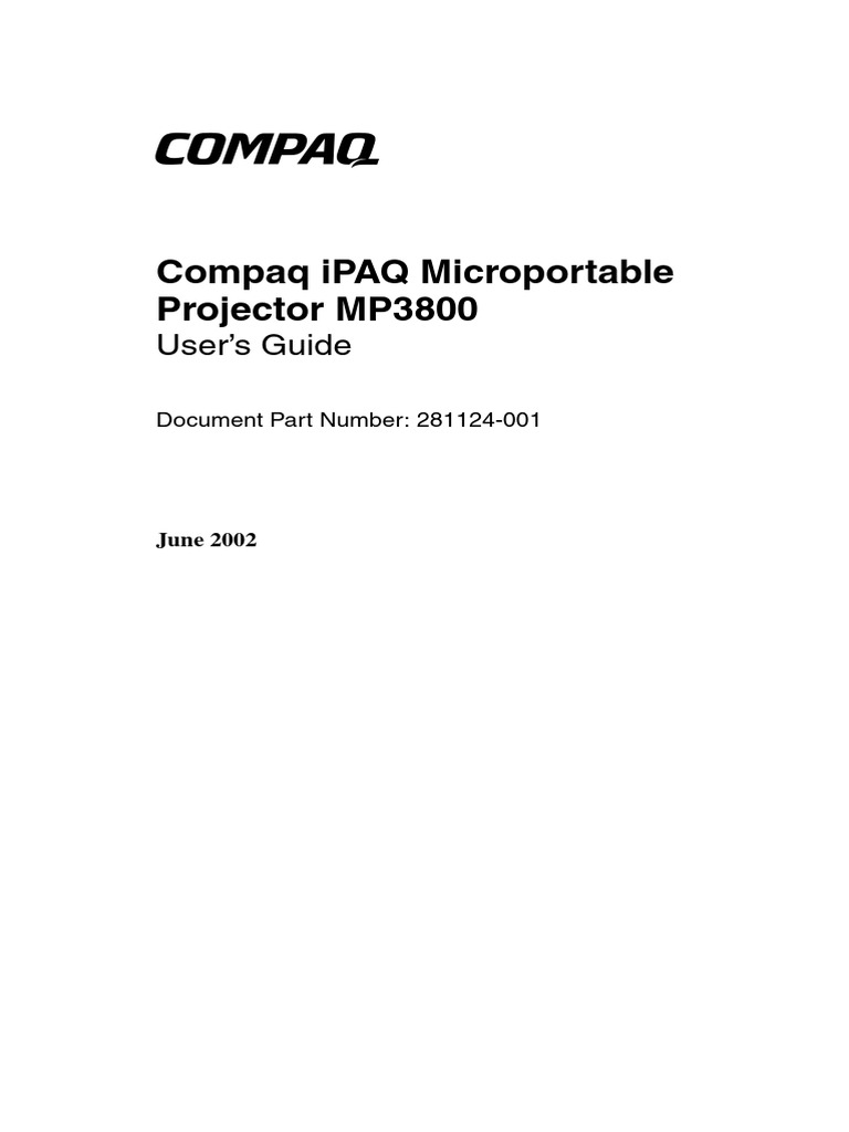 Compaq iPAQ Microportable Projector MP3800 | PDF | Menu (Computing ...