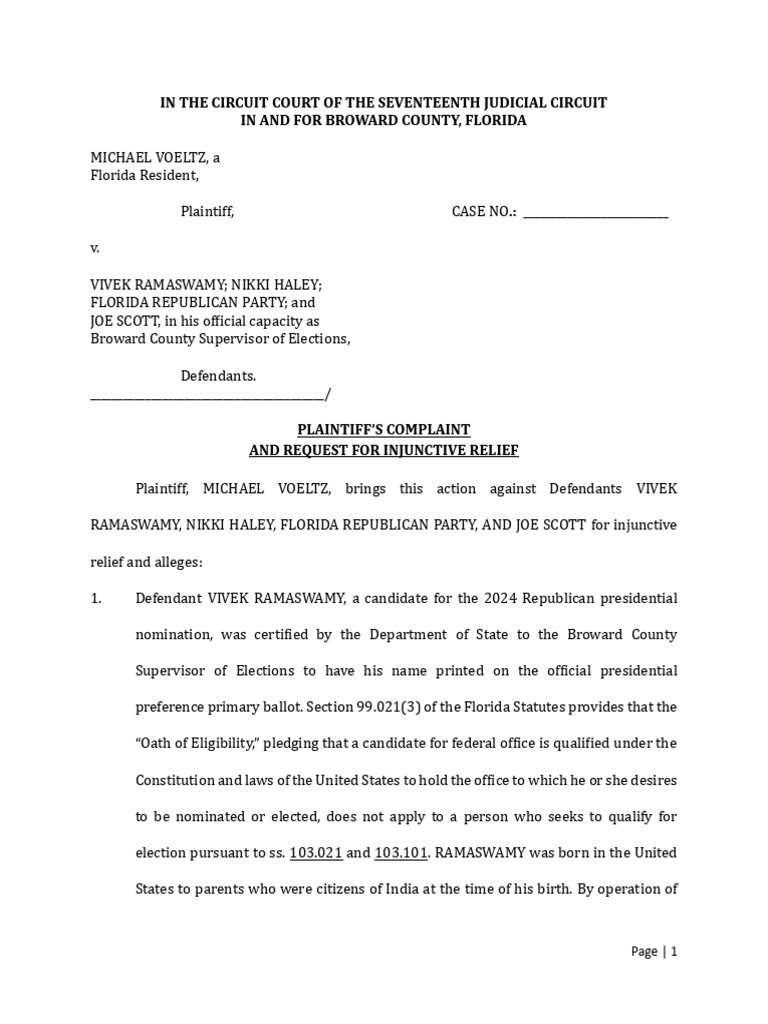 Voeltz Complaint (Final) | PDF