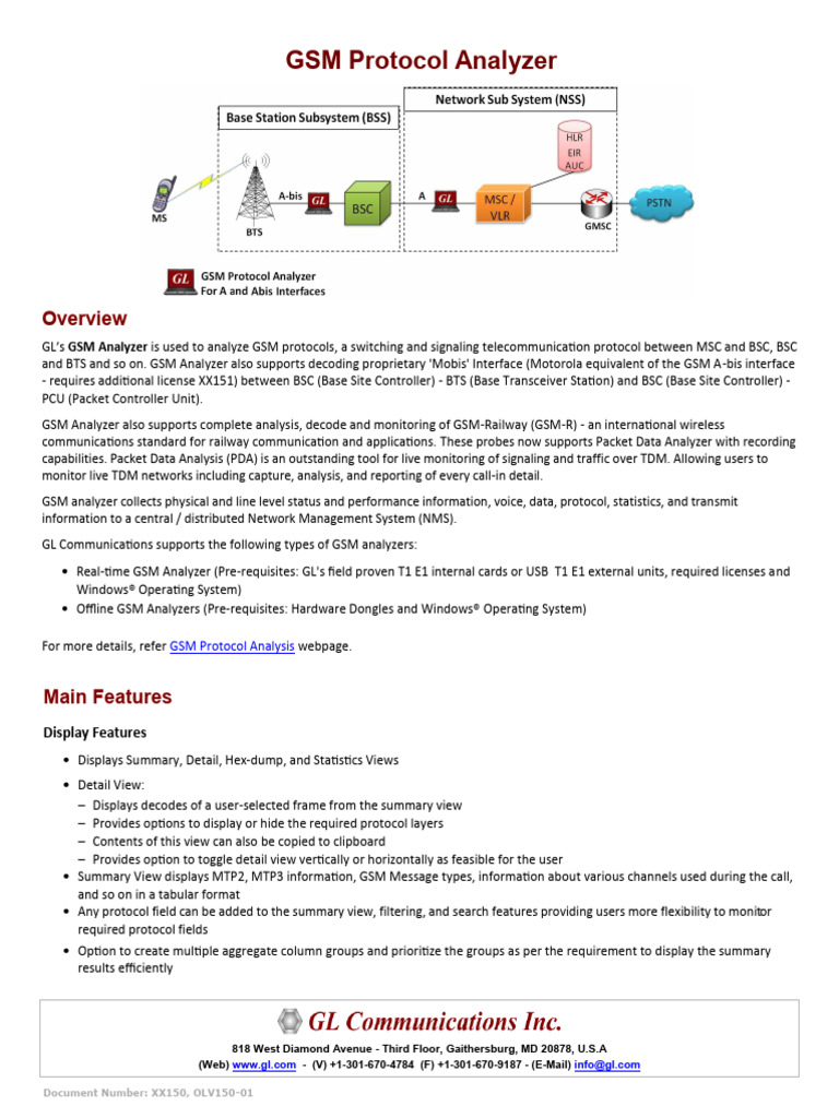 GSM Protocol Analysis Brochure | PDF