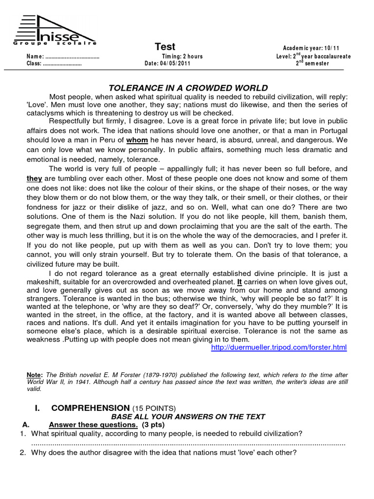 Test 3 Model 6 English 2 Bac Second Term | PDF
