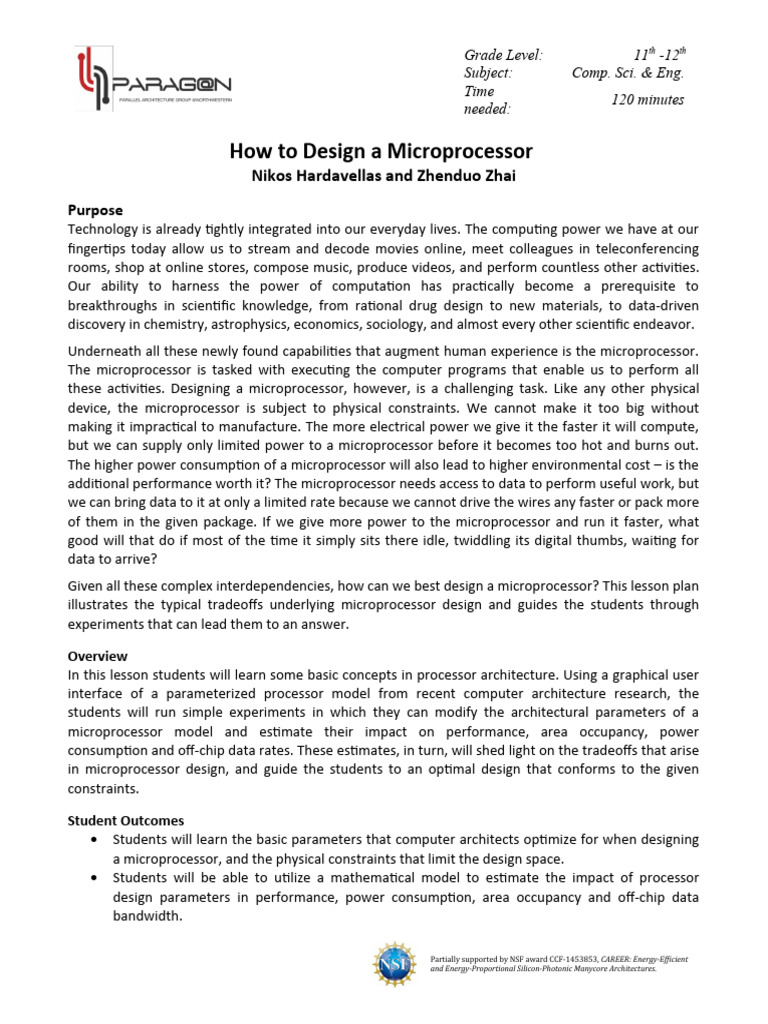 How To Design A Microprocessor - Lesson Plan | PDF