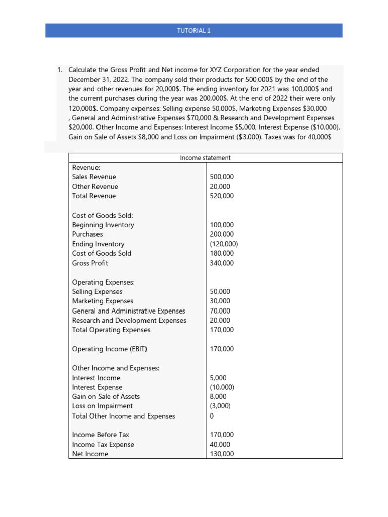 Finc303 Tutorial 1 | PDF