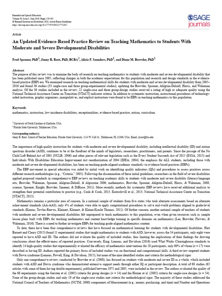 An Updated Evidence-Based Practice Review On Teaching Mathematics To ...