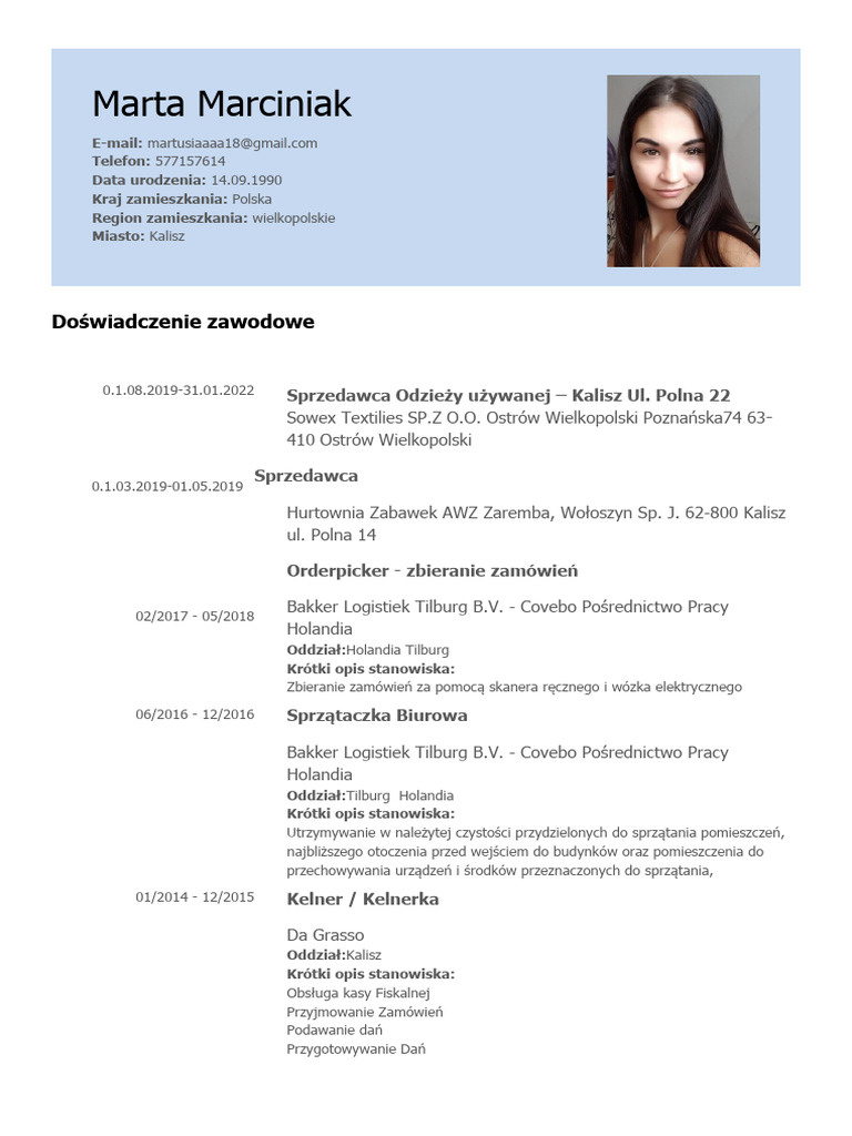 CV Marta Marciniak | PDF
