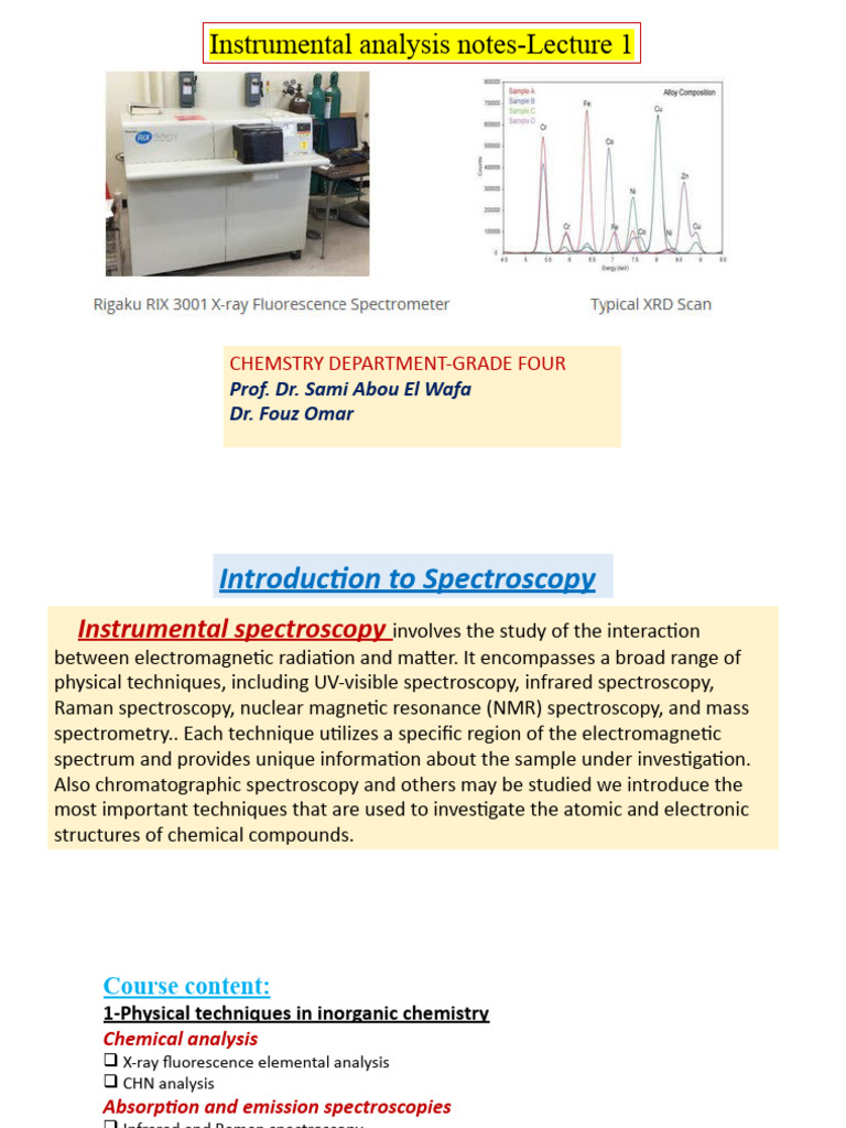 Instrumental Analysis Notes (Lecture 1) Final X-Ray Fluorescence 4th ...