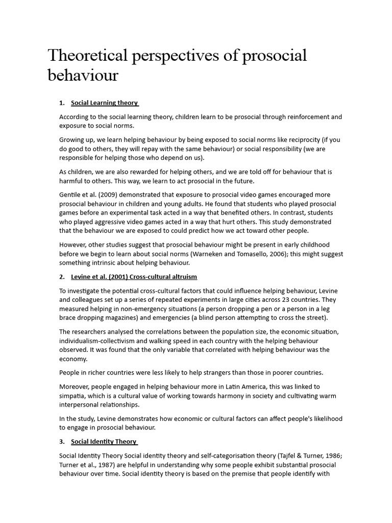 Theories of Prosocial Behavior in Psychology | PDF | Psychology ...