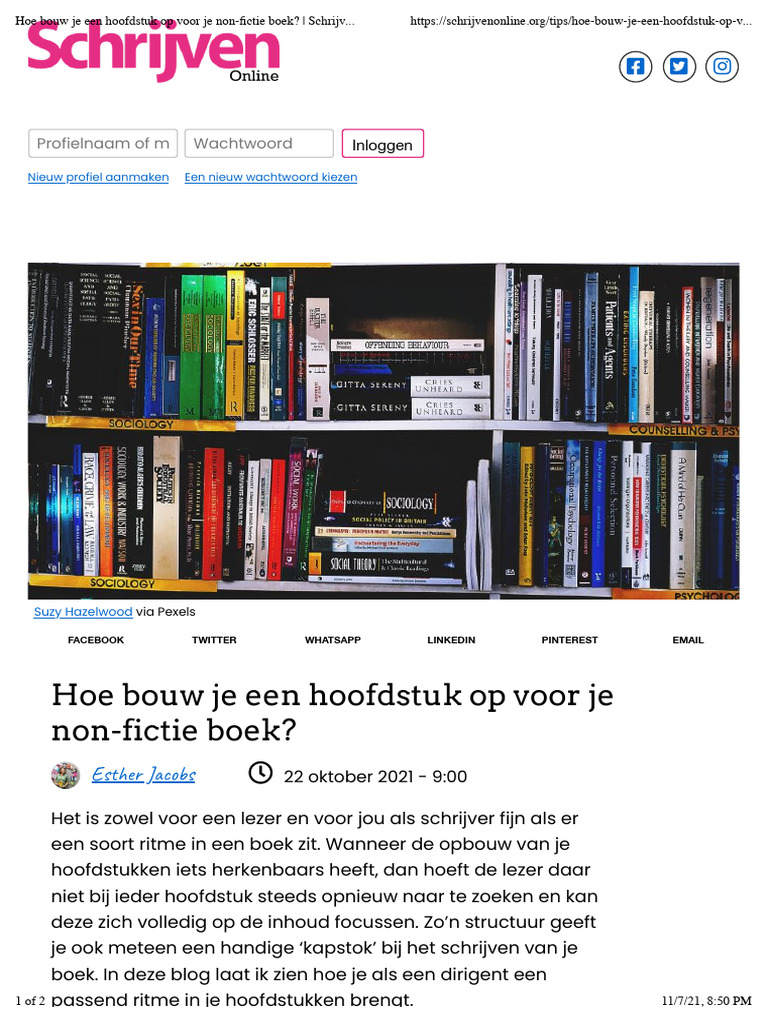 Hoe Bouw Je Een Hoofdstuk Op Voor Je Non-Fictie Boek | PDF