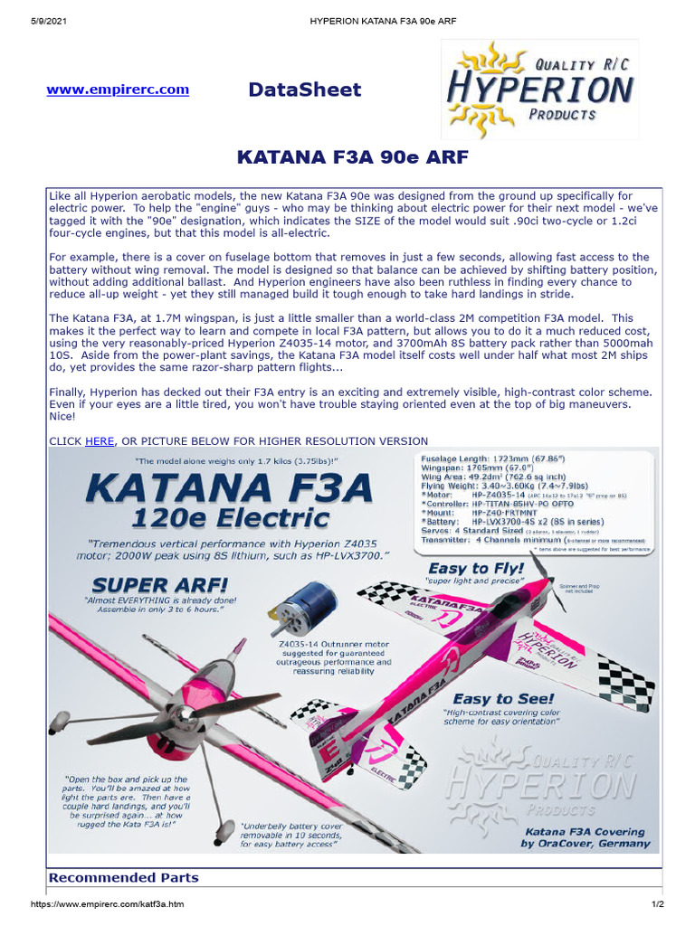 HYPERION KATANA F3A 90e ARF | PDF