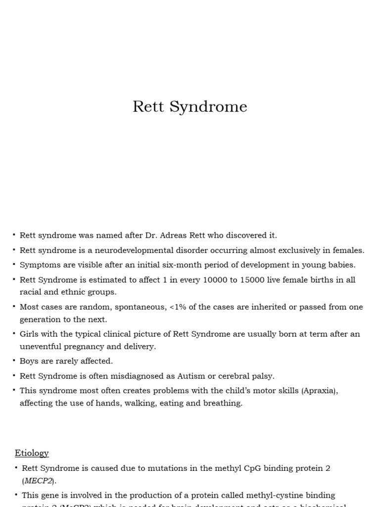 X-Linked Dominant - Rett Syndrome. | PDF