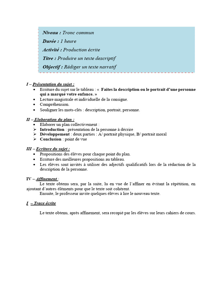 Description d'une personne marquante | PDF