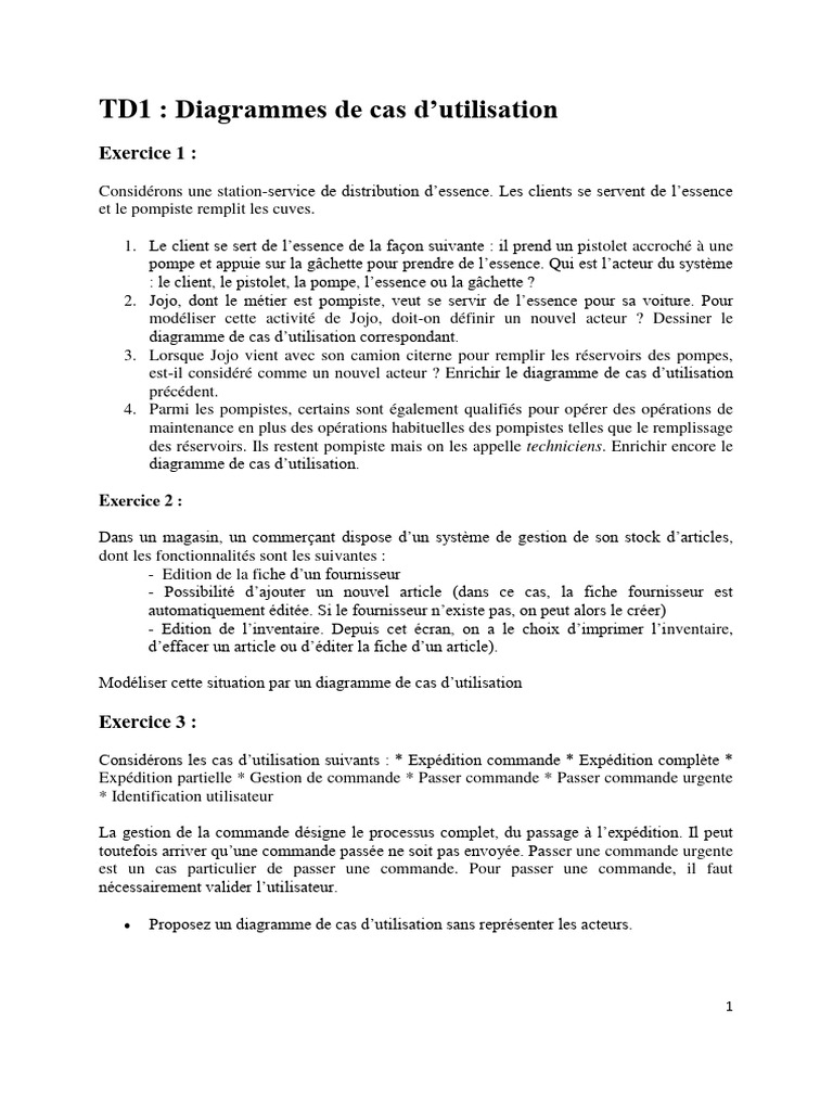 TD1 Use Case Uml | PDF