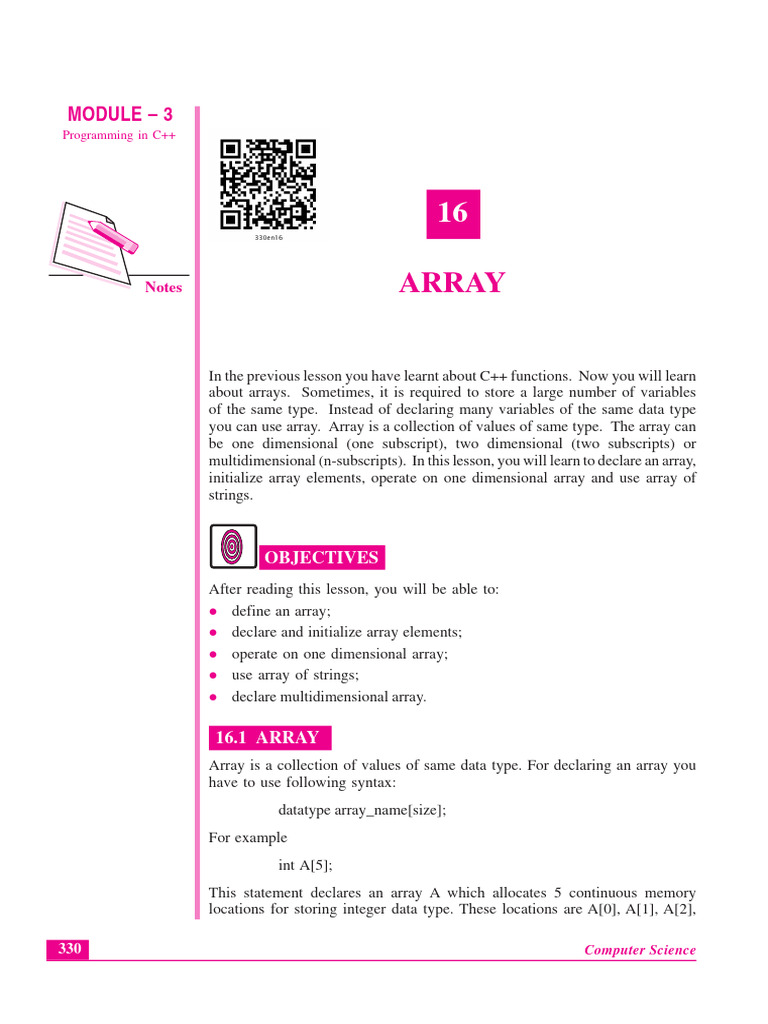Lesson 16 Array | PDF Lesson 16 Array | PDF