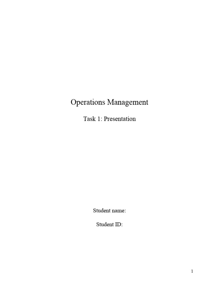 Operations Management (Task 1) | PDF | Business