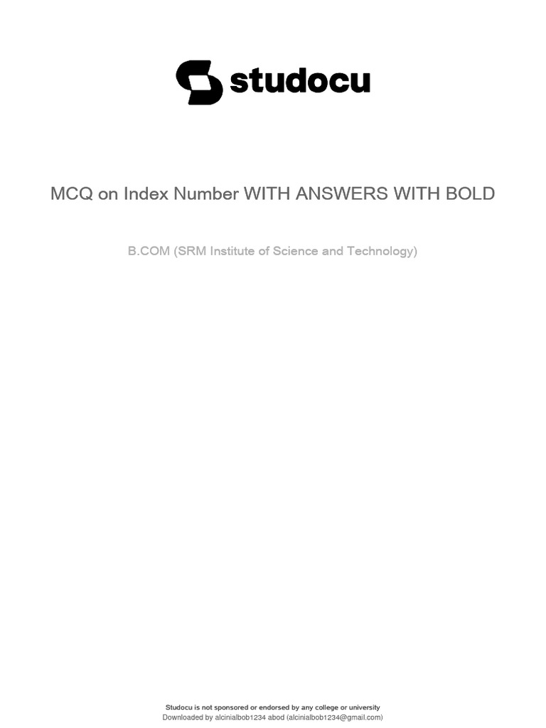 MCQ On Index Number With Answers With Bold | PDF